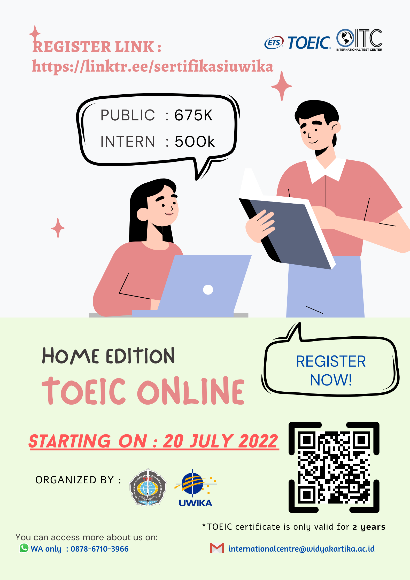 SERTIFIKASI TOEIC ONLINE DIBUKA ?? – Universitas Widya Kartika Surabaya